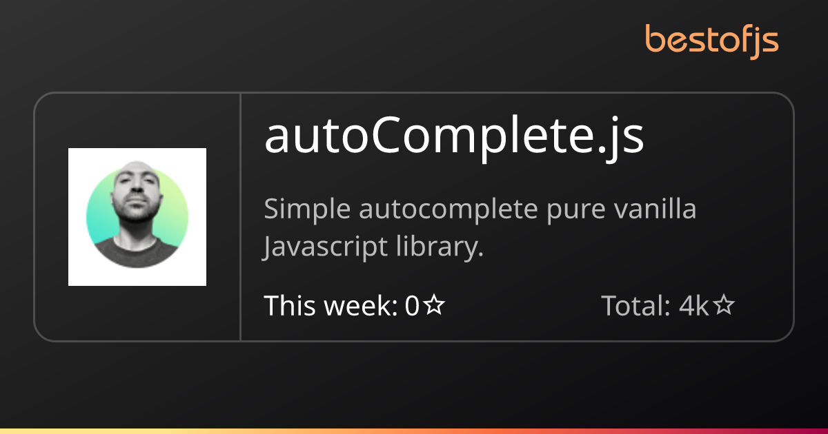 Best of JS • autoComplete.js Best of JS • autoComplete.js