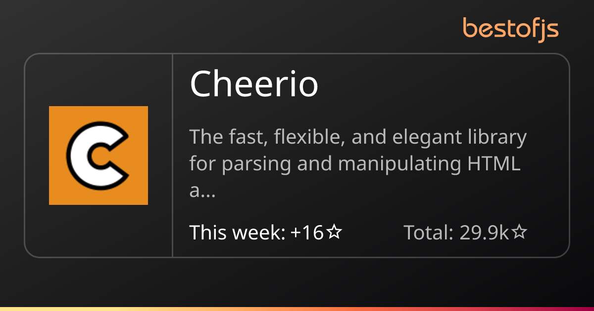 Best of JS • Cheerio