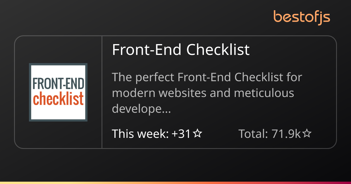 Best of JS • Front-End Checklist