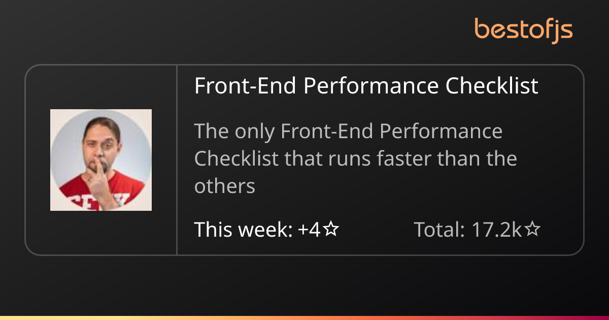 Best of JS • Front-End Performance Checklist