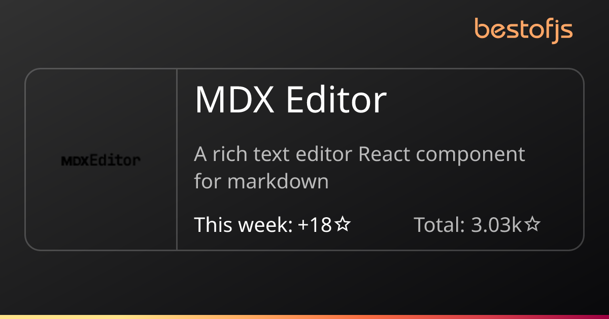 Best of JS • MDX Editor