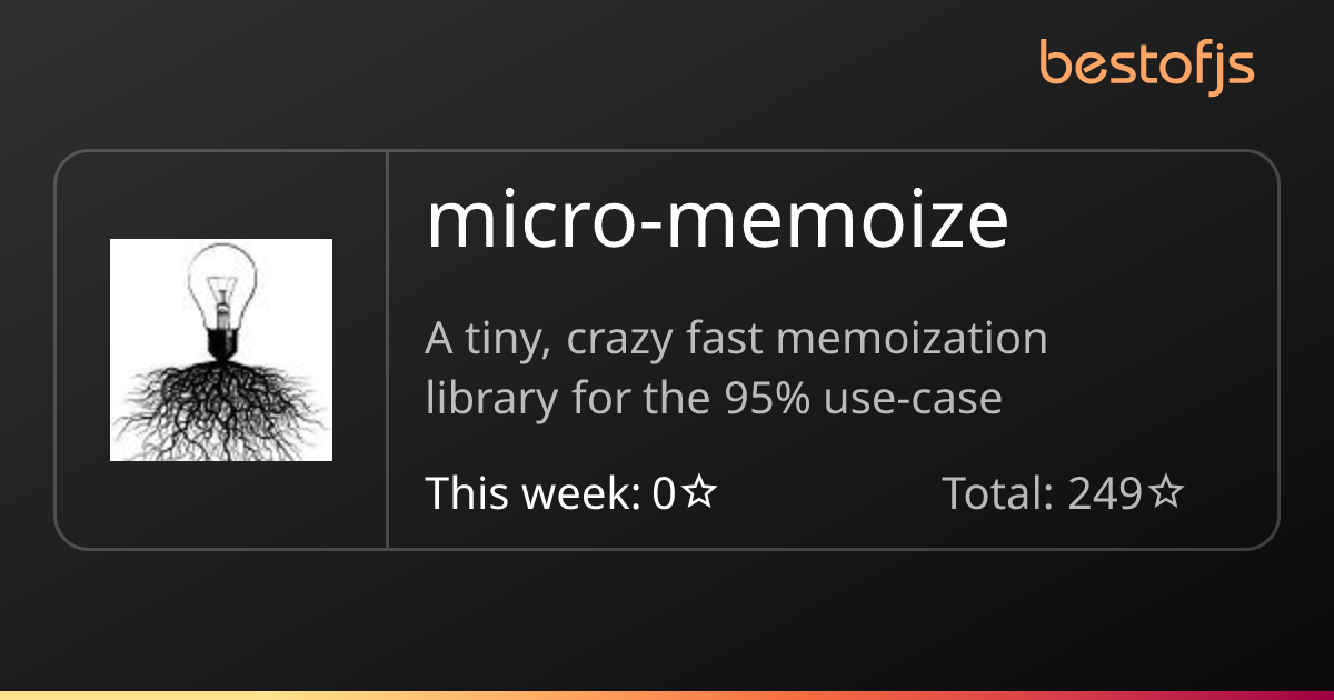 Best of JS • micro-memoize Best of JS • micro-memoize