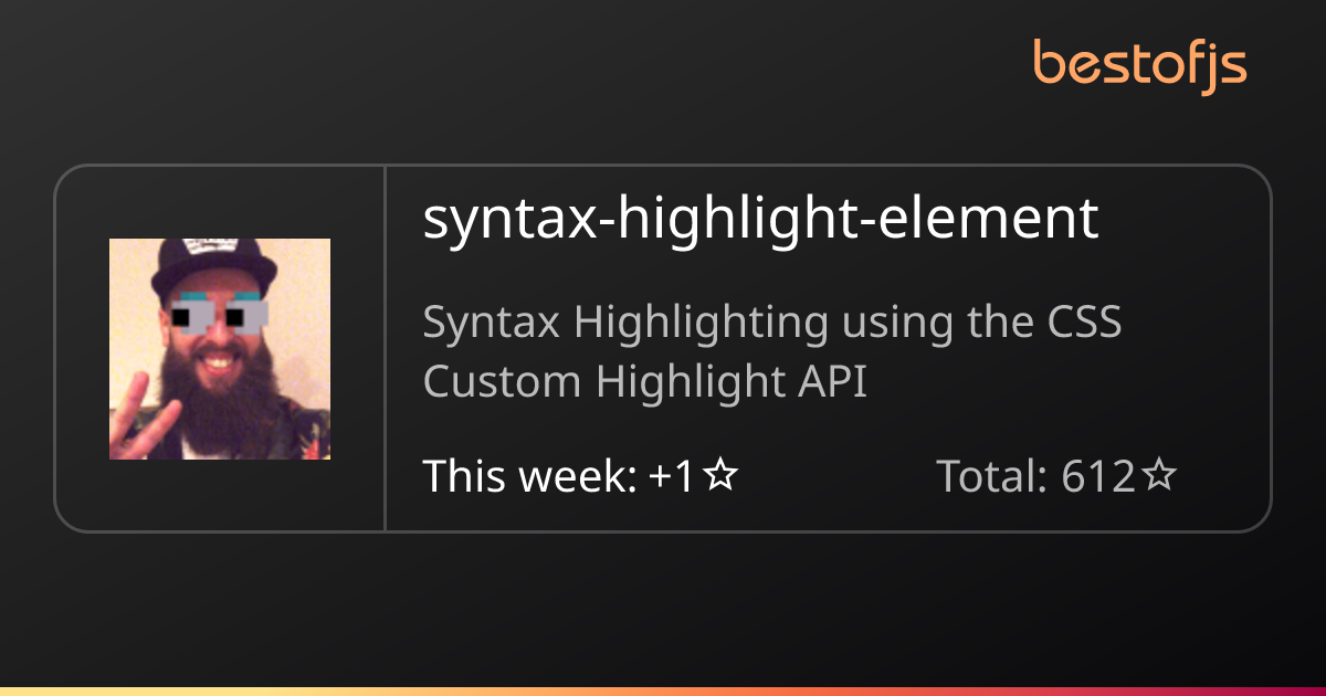 Best of JS • syntax-highlight-element