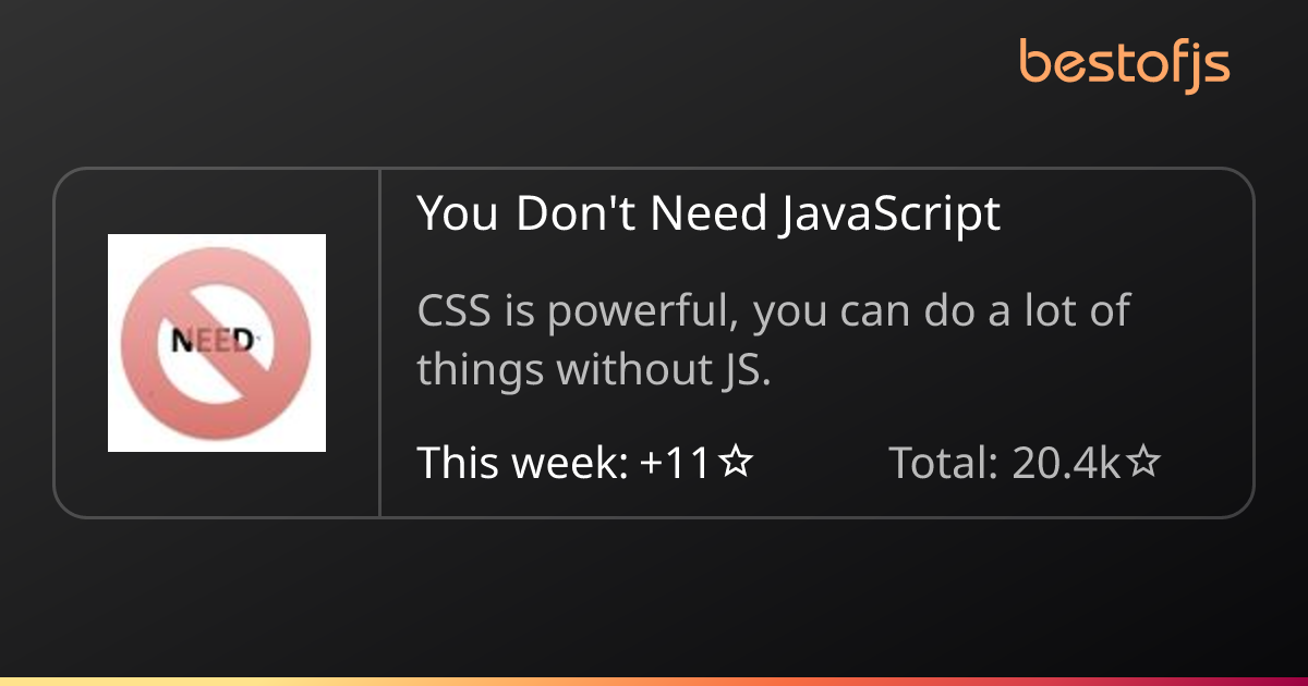 Best of JS • You Don't Need JavaScript